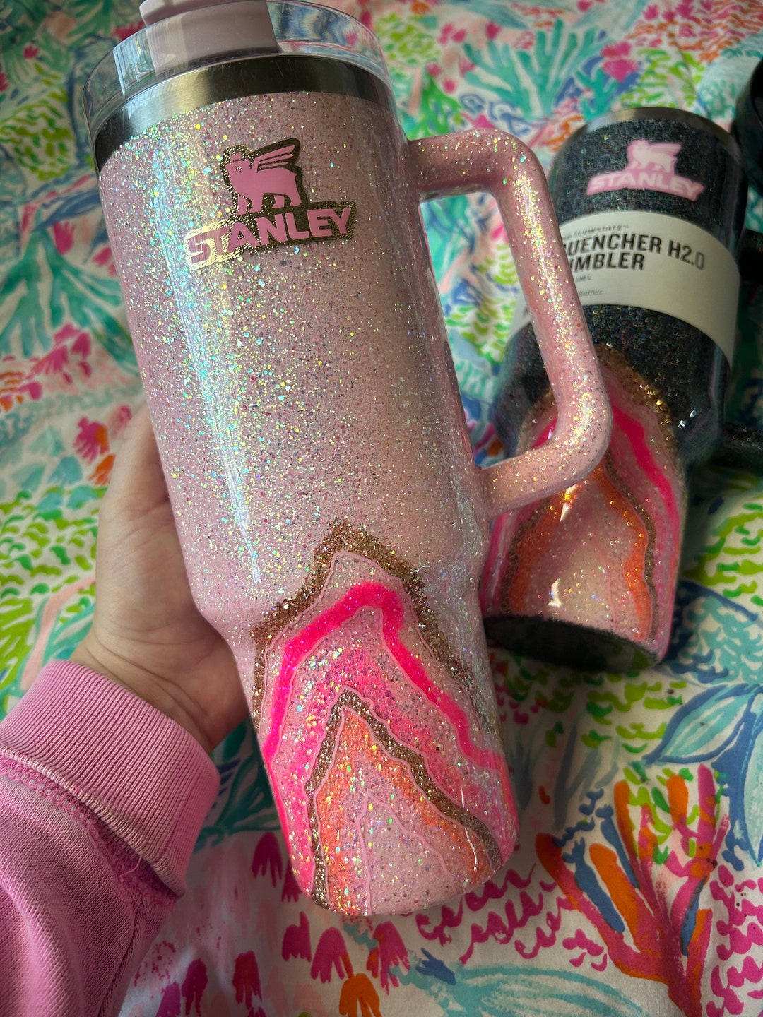 Light Pink Geode Glitter Stanley - Etsy