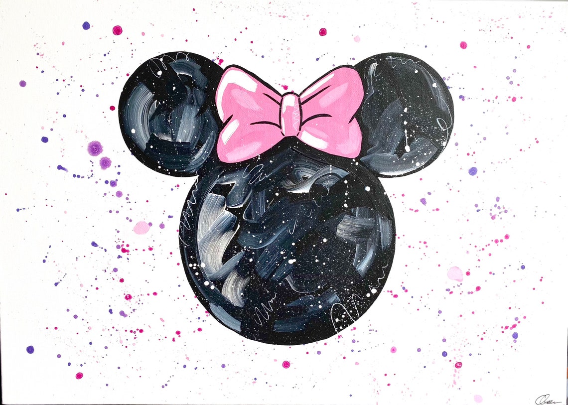 Abstract Original Disney Minnie Mouse painting acrylic on | Etsy