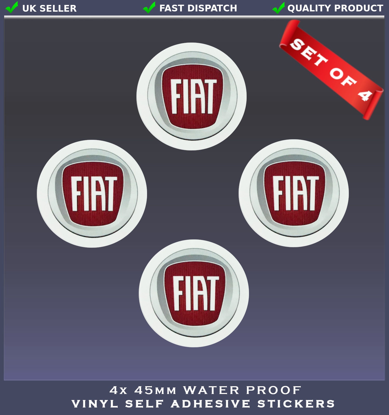 4x Fiat Sticker Fiat Badge Logo Calcomanías Vinilo 45mm Car Motorbike ...