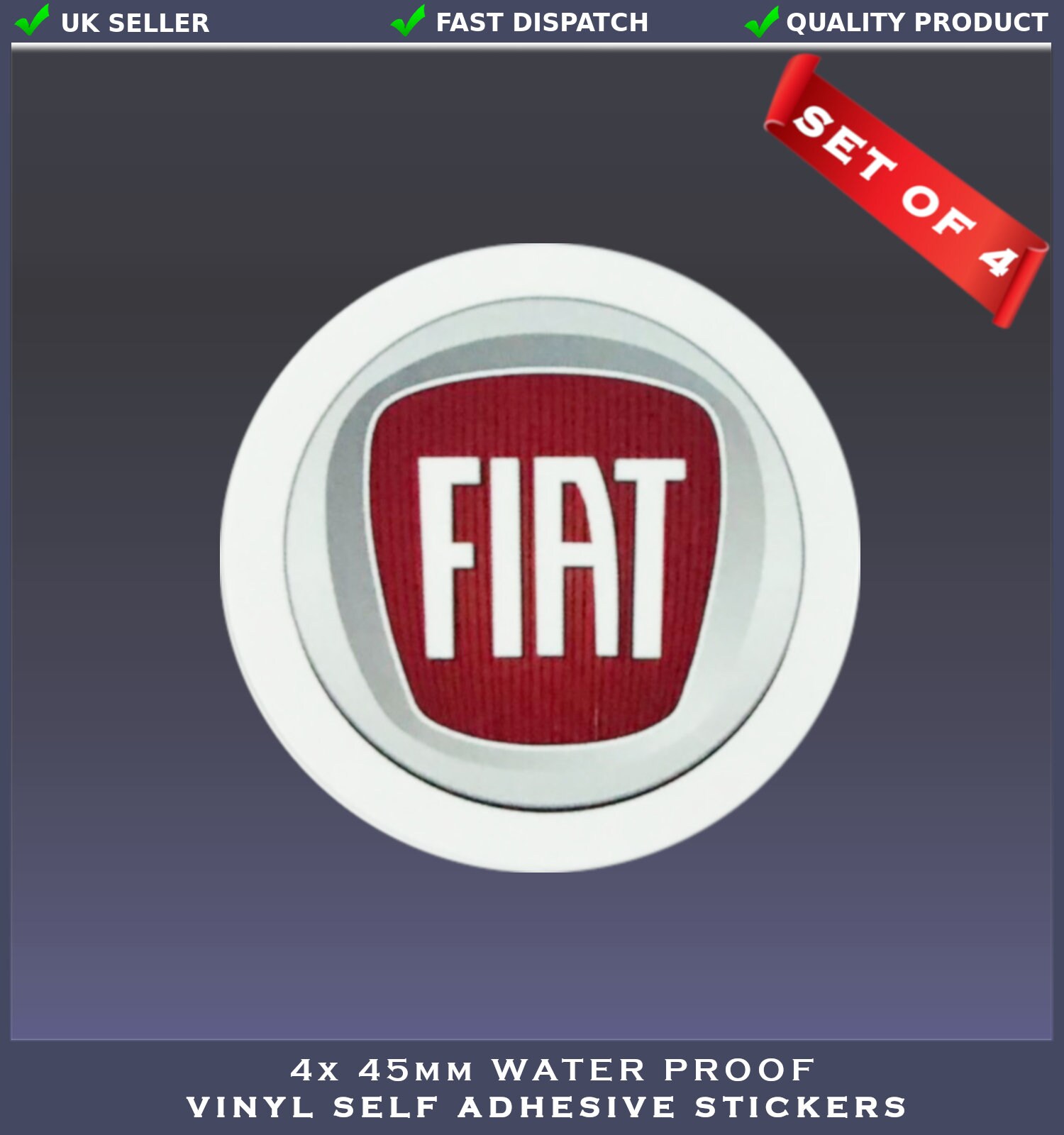 4x Fiat Sticker Fiat Badge Logo Calcomanías Vinilo 45mm Car Motorbike ...