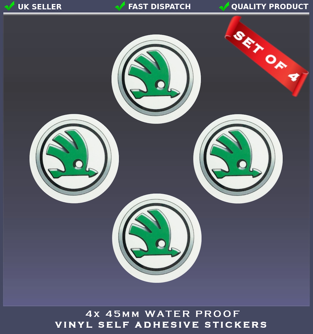 4x SKODA Sticker SKODA Badge Logo Decals Vinyl 45mm Car Motorbike ...