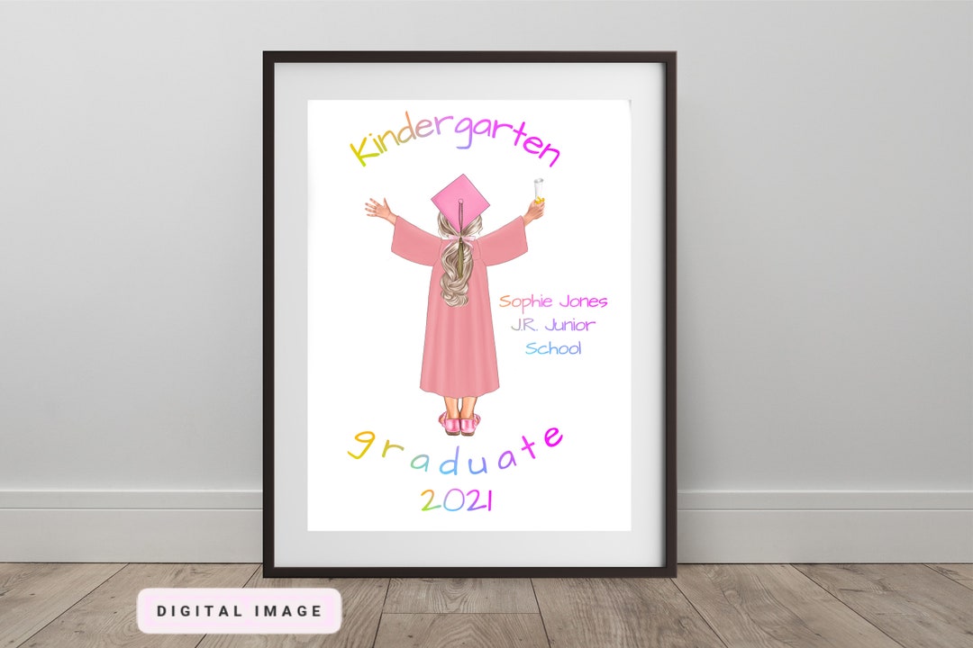 Kindergarten Graduation Gift, Digital Illustration, Kinder Grad 2021 ...