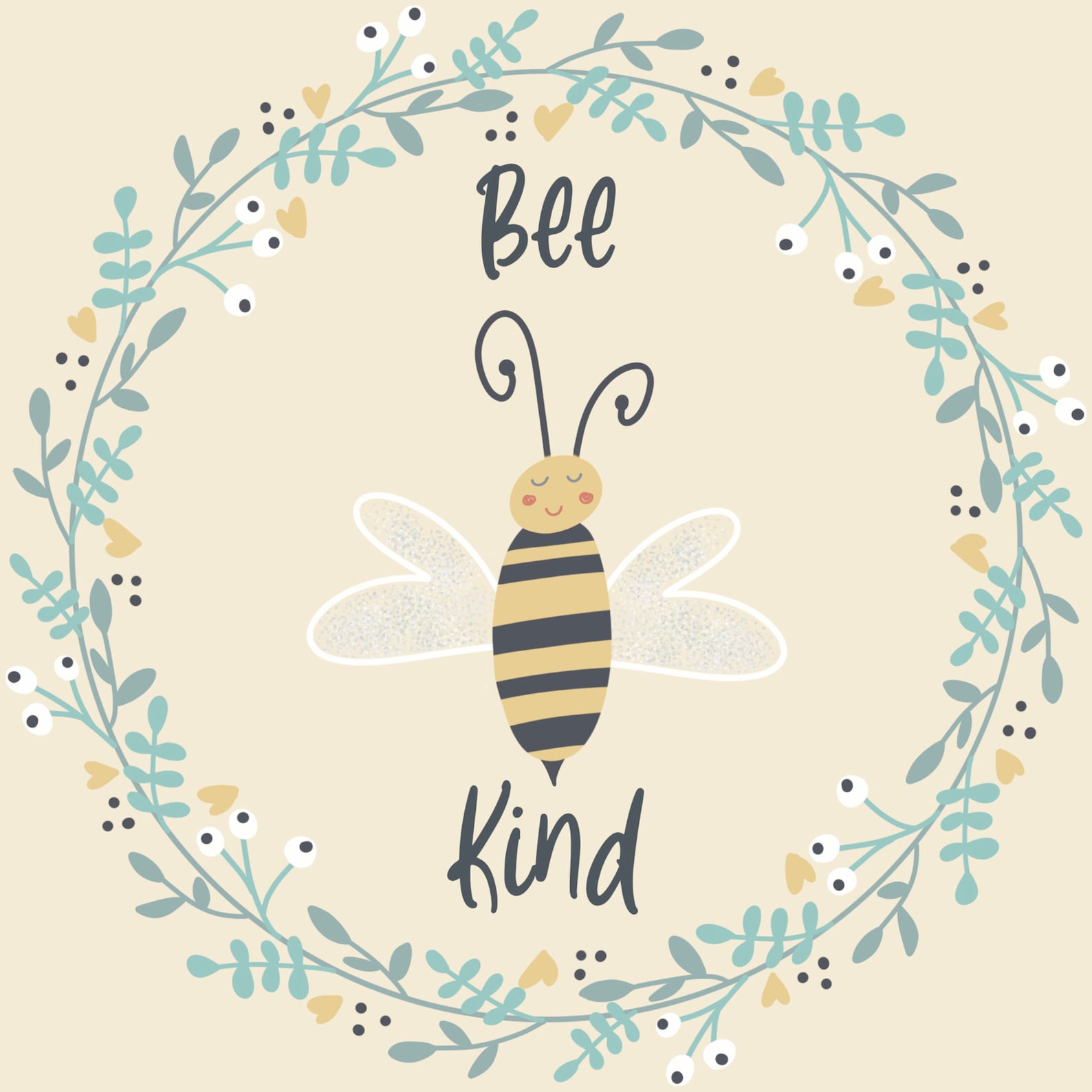 Bee Happy Bee Kind Bee You Nursery Print Quote Wall Decor - Etsy