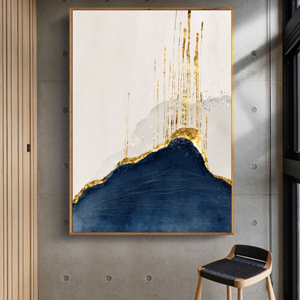 Blue Gold Wall Art - Etsy
