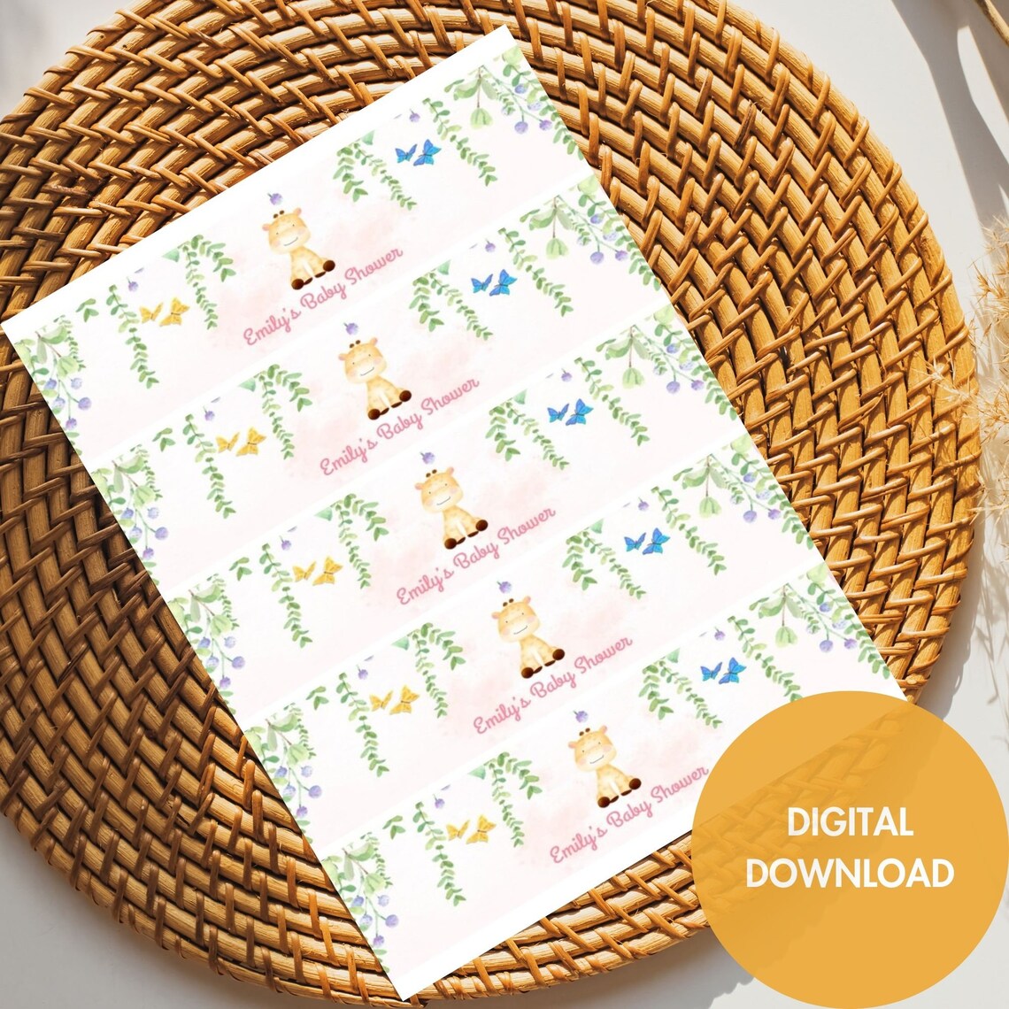 Giraffe Water Bottle Label, CUSTOM Giraffe Birthday Bottle Label ...