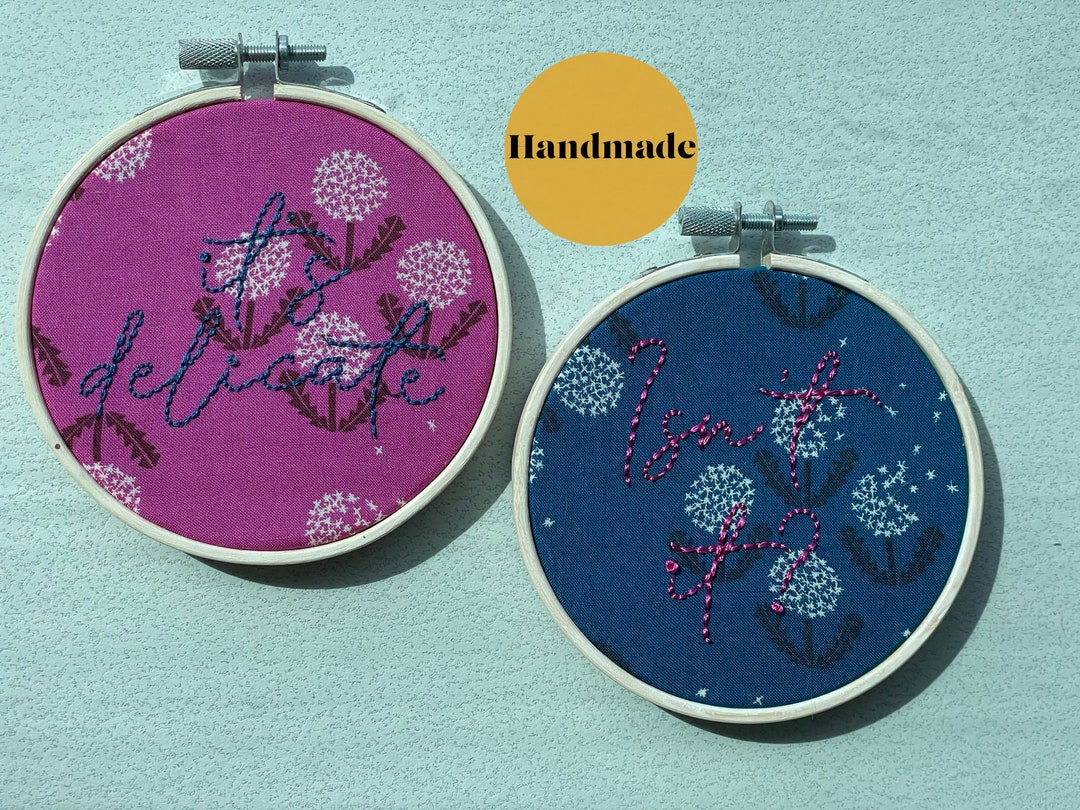 It's Delicate, Isn't It: Finished Embroidery Hoop Art, Two 3 Inch Hoops ...