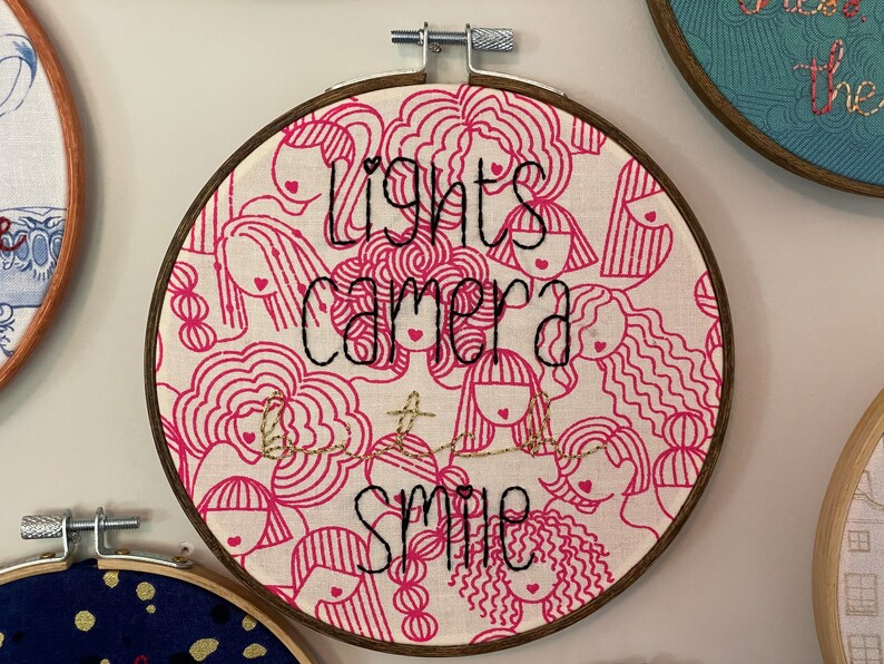 Lights, Camera, Bitch, Smile: Finished Embroidery Hoop Art, Taylor Swift, the Tortured Poets ...