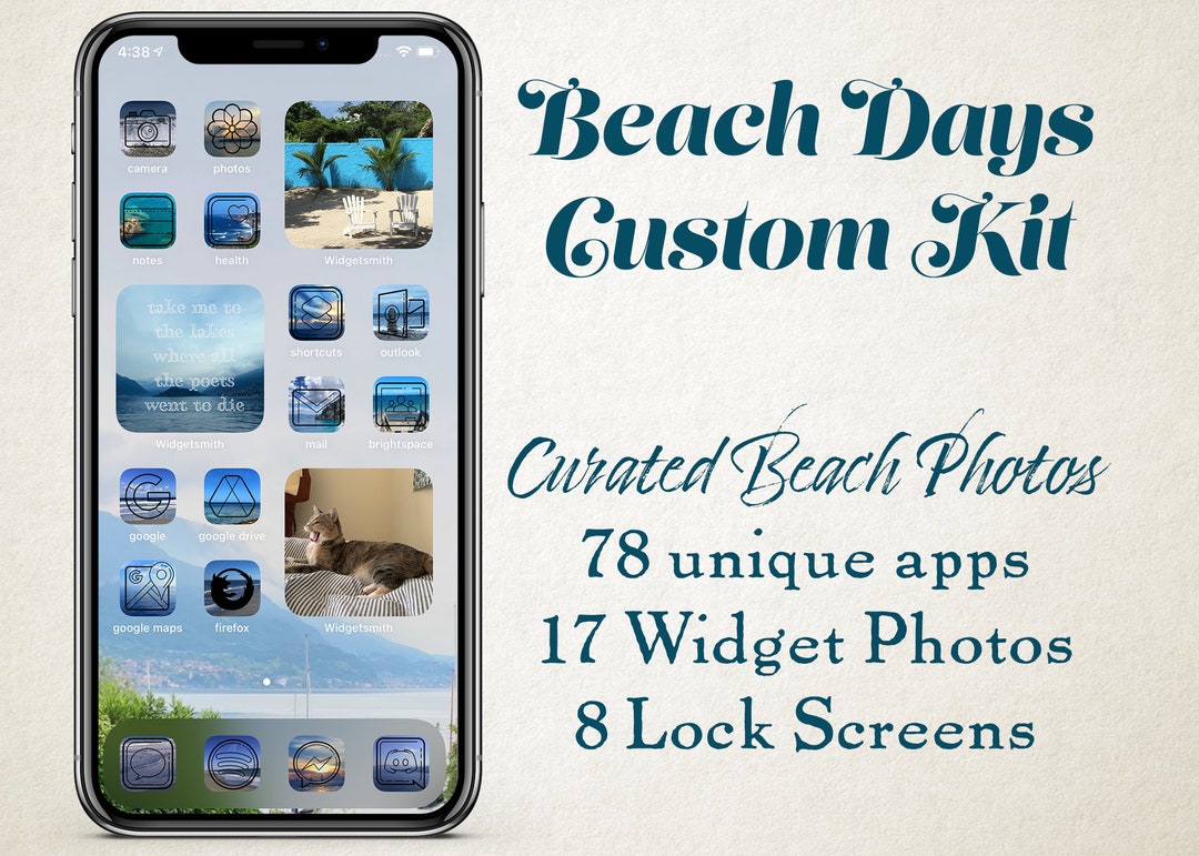 The Beach Days Kit: Phone Customization Set Ocean App Icon Pack Blue ...