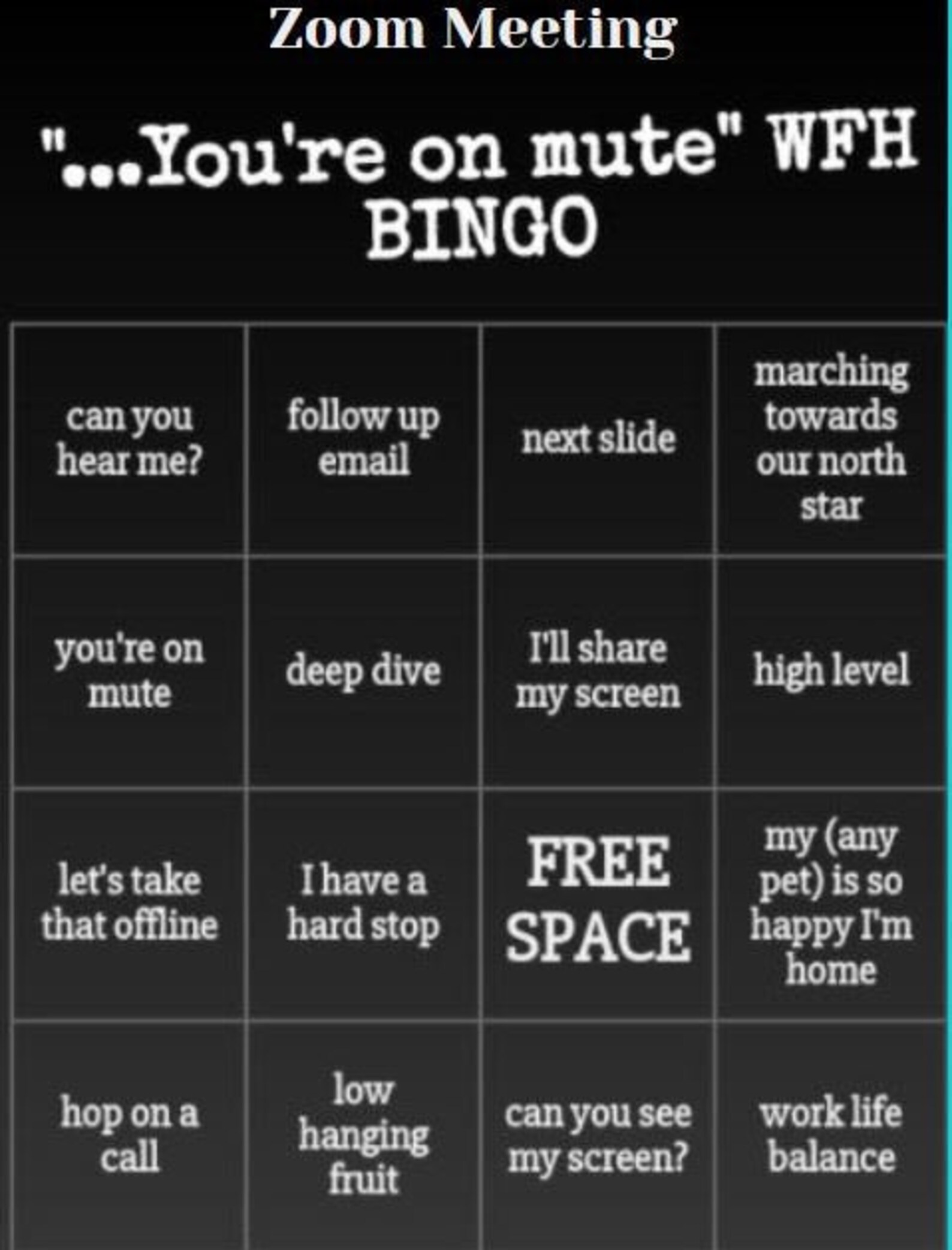 Virtual BINGO Work Meeting You're On Mute | Etsy