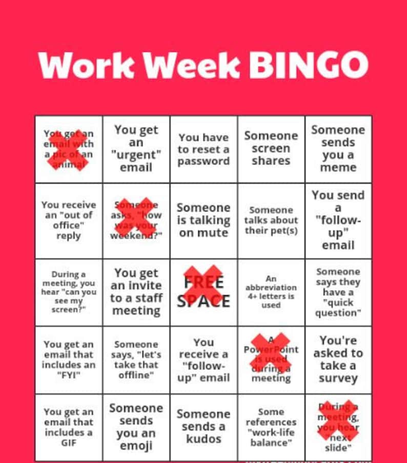 Play Virtual BINGO During Your Work Week! 30 Unique Cards. Increase ...