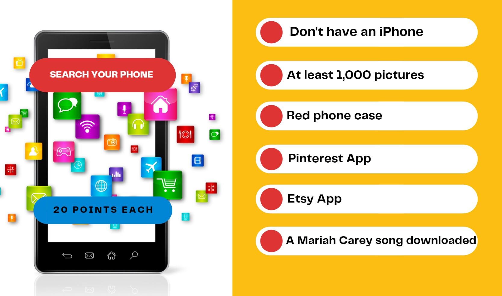 Virtual Game - Scavenger Hunt! What's on Your Phone?! Find 27 Items for ...