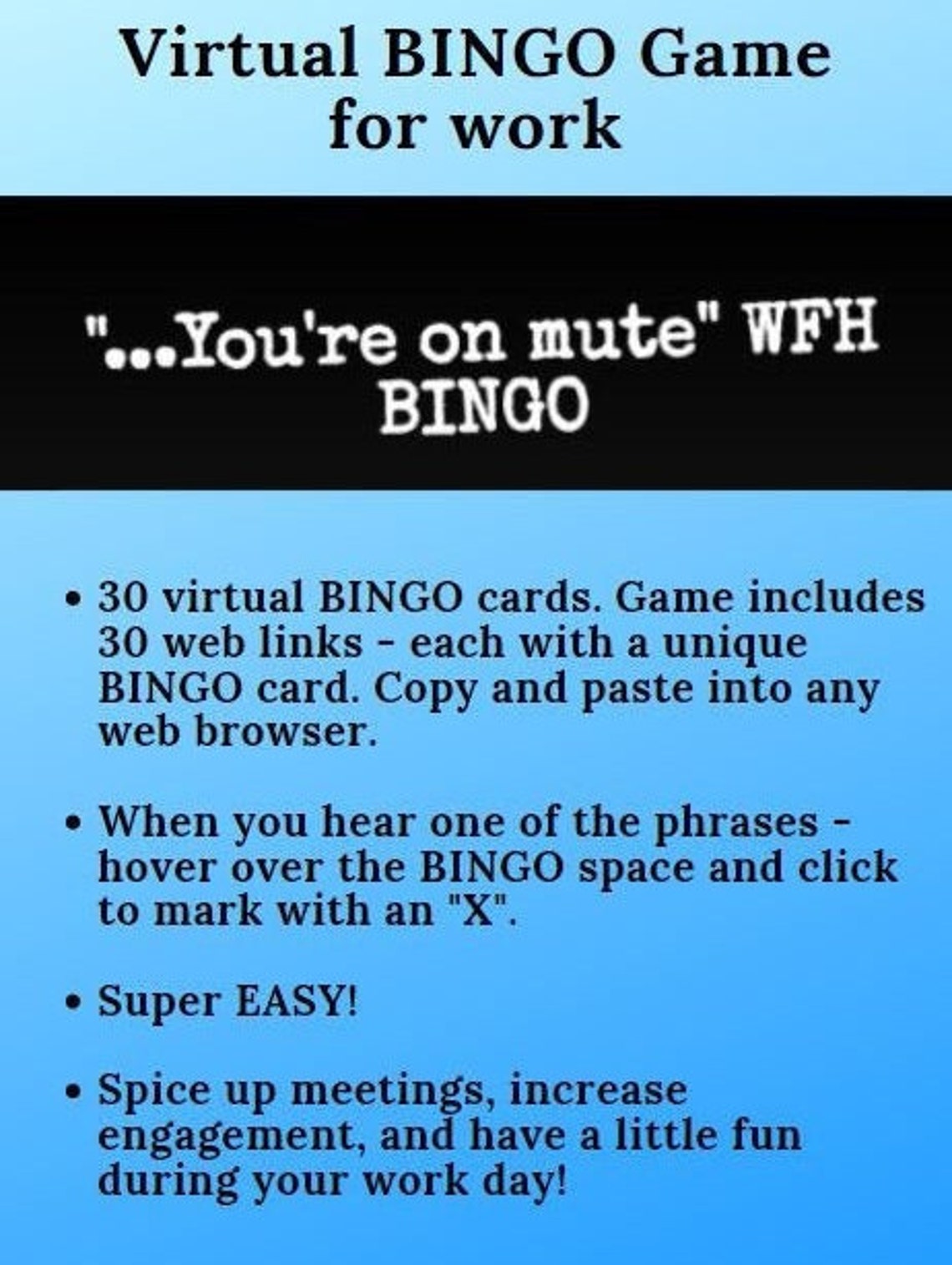 Play "you're on Mute!" Virtual BINGO During Meetings! 30 Unique Cards ...