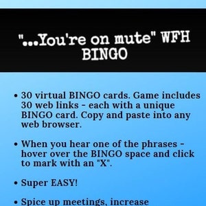 Play "you're on Mute!" Virtual BINGO During Meetings! 30 Unique Cards ...