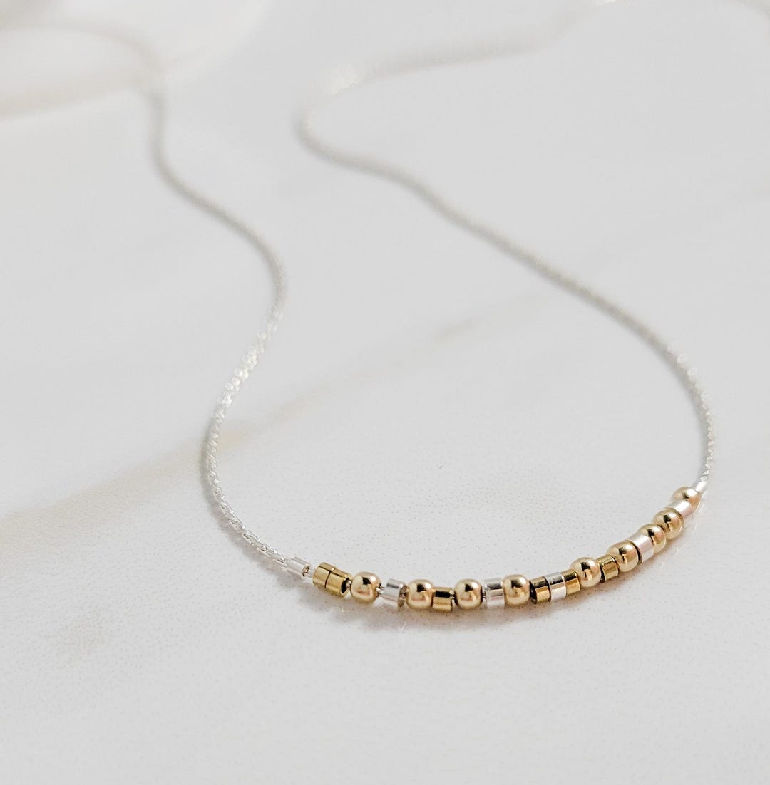 Handmade Morse Code Necklace Custom Hidden Message Jewelry 14K Gold Filled/sterling Silver ...
