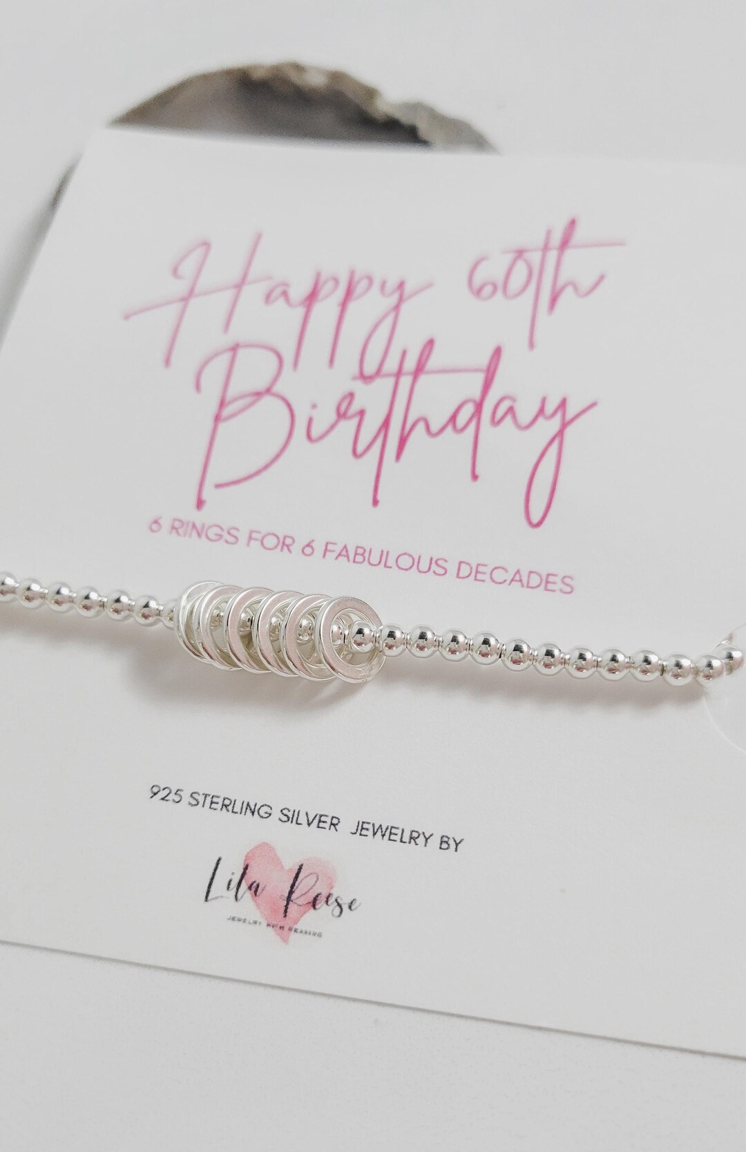60th Birthday Bracelet for Her, Decade Bracelet, 3mm Ball Bracelet With ...