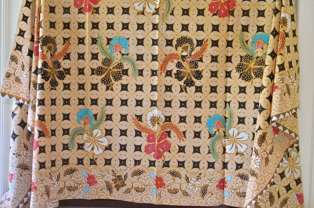 Hibiscus Kawung Indonesian Batik Fabric Traditional Javanese Balinese ...