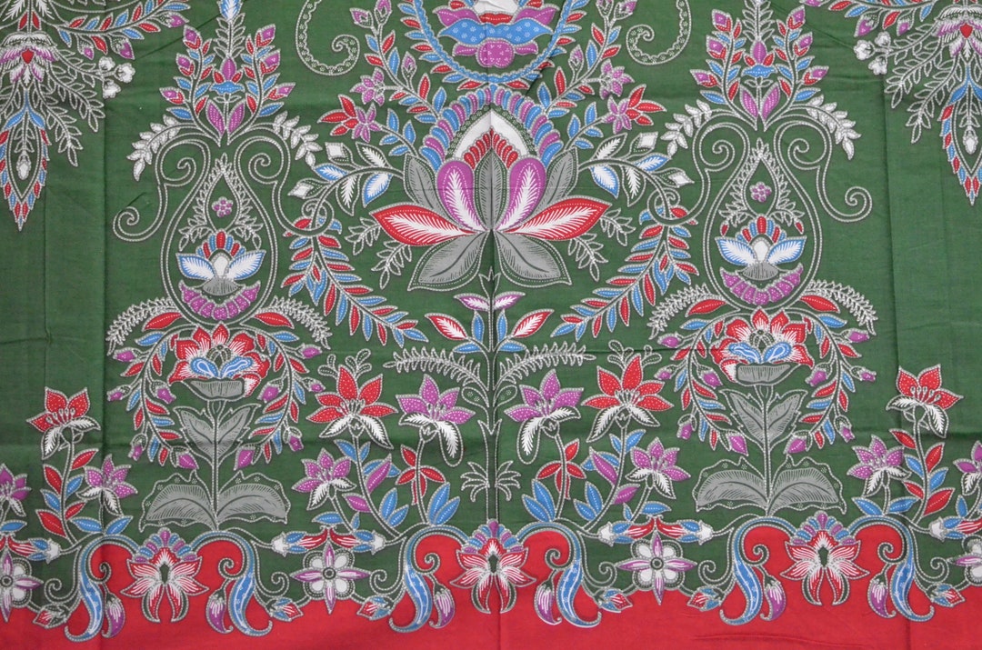 Lotus Indonesian Batik Fabric Traditional Javanese Balinese Sarong ...