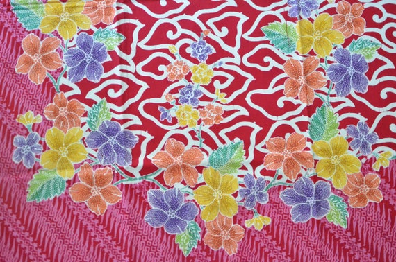 Orchids Mega Mendung Indonesian Batik Fabric Hand Drawn - Etsy