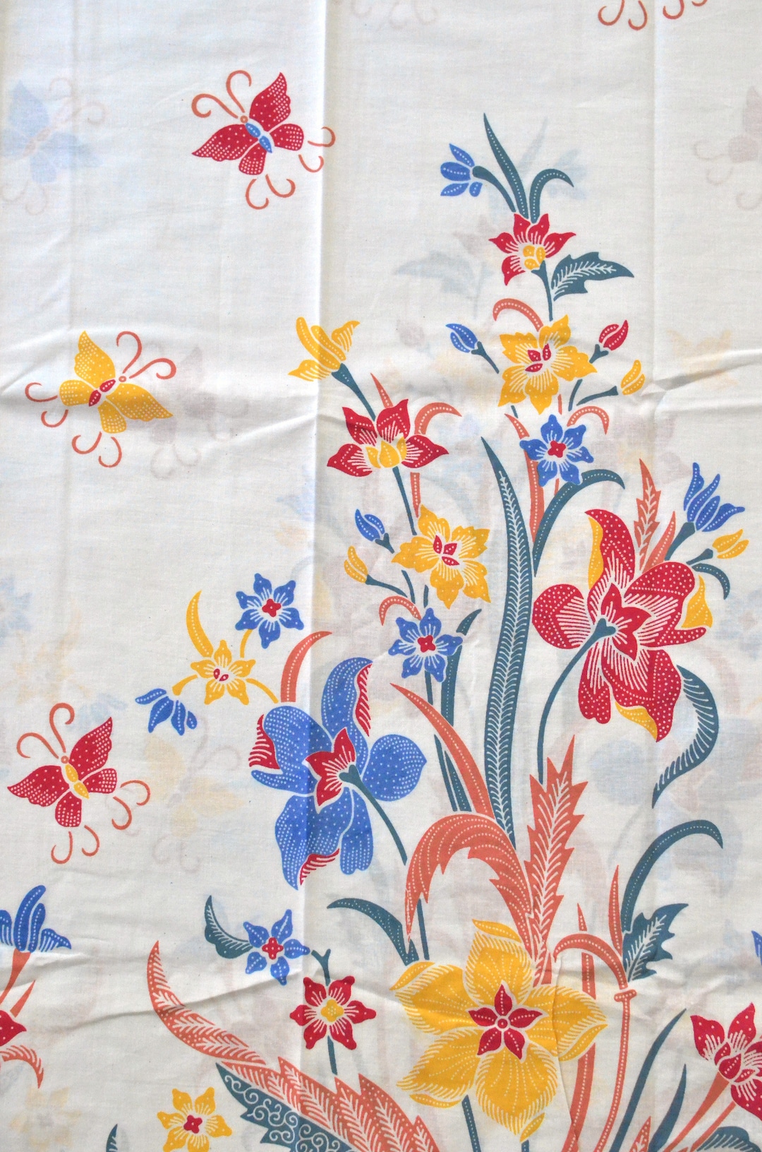 Floral Indonesian Batik Fabric Traditional Javanese Balinese Peranakan ...