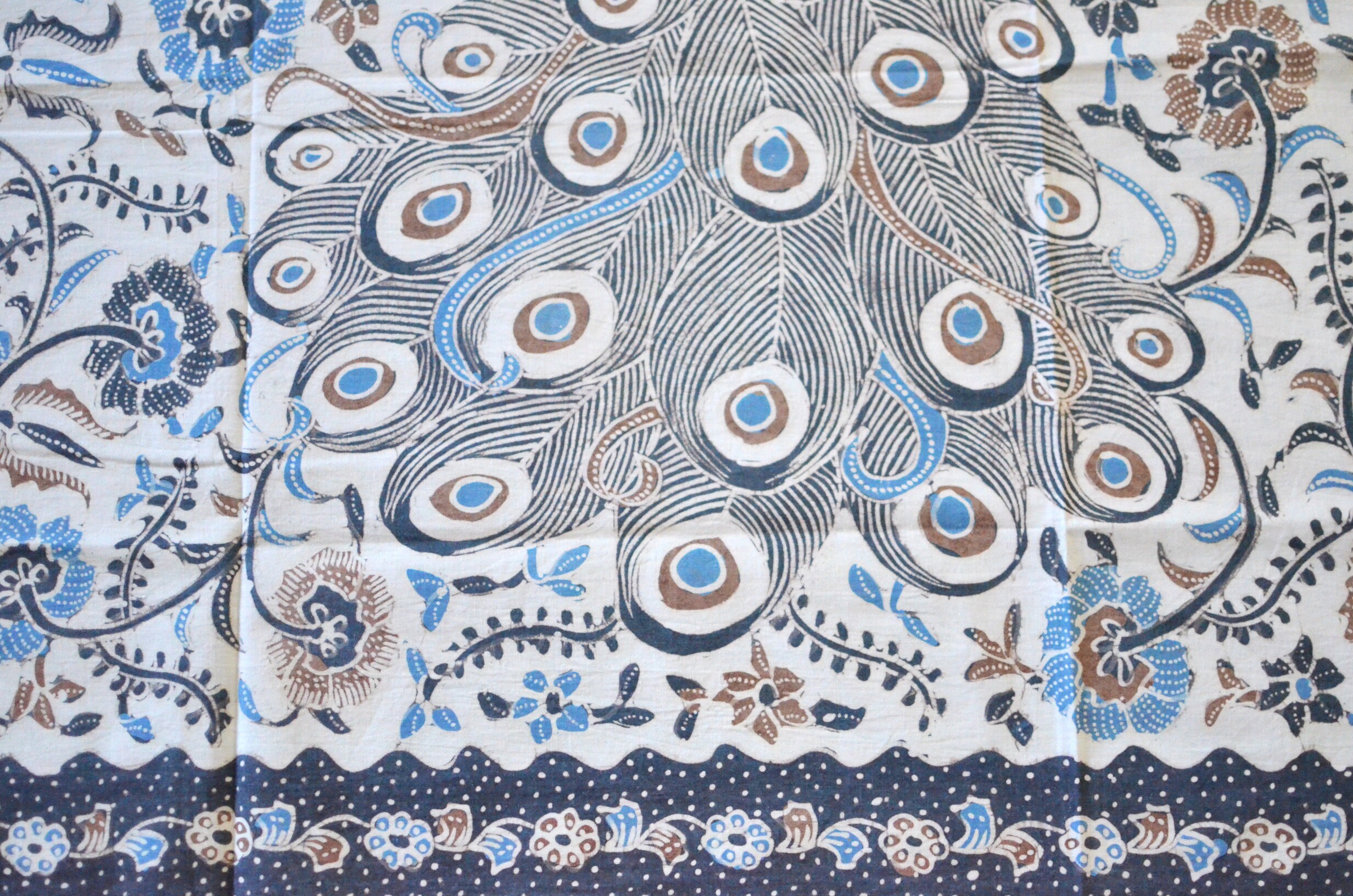 Peacock Natural Dye Hand Drawn Indonesian Batik Fabric | Etsy