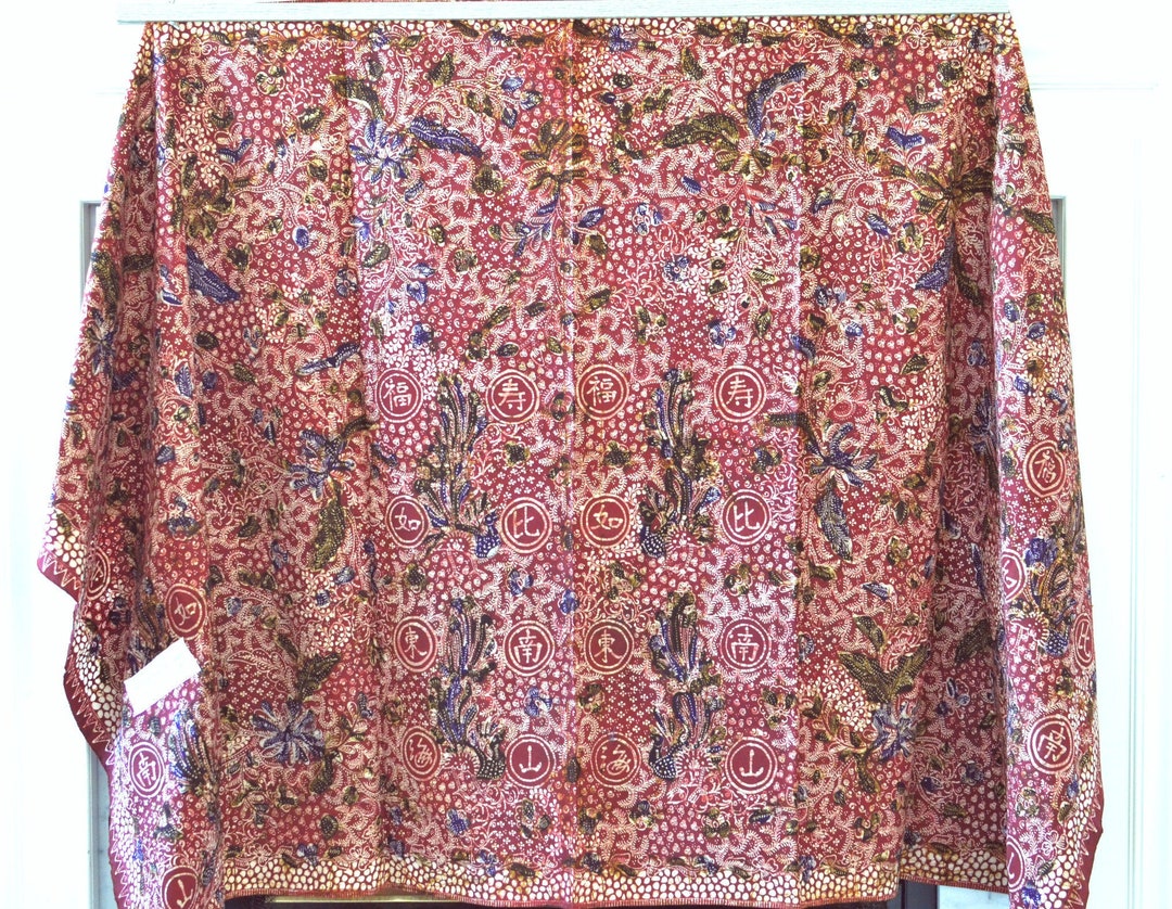 Batik Tulis Hand Drawn Chinese Calligraphy Character Fabric Authentic ...