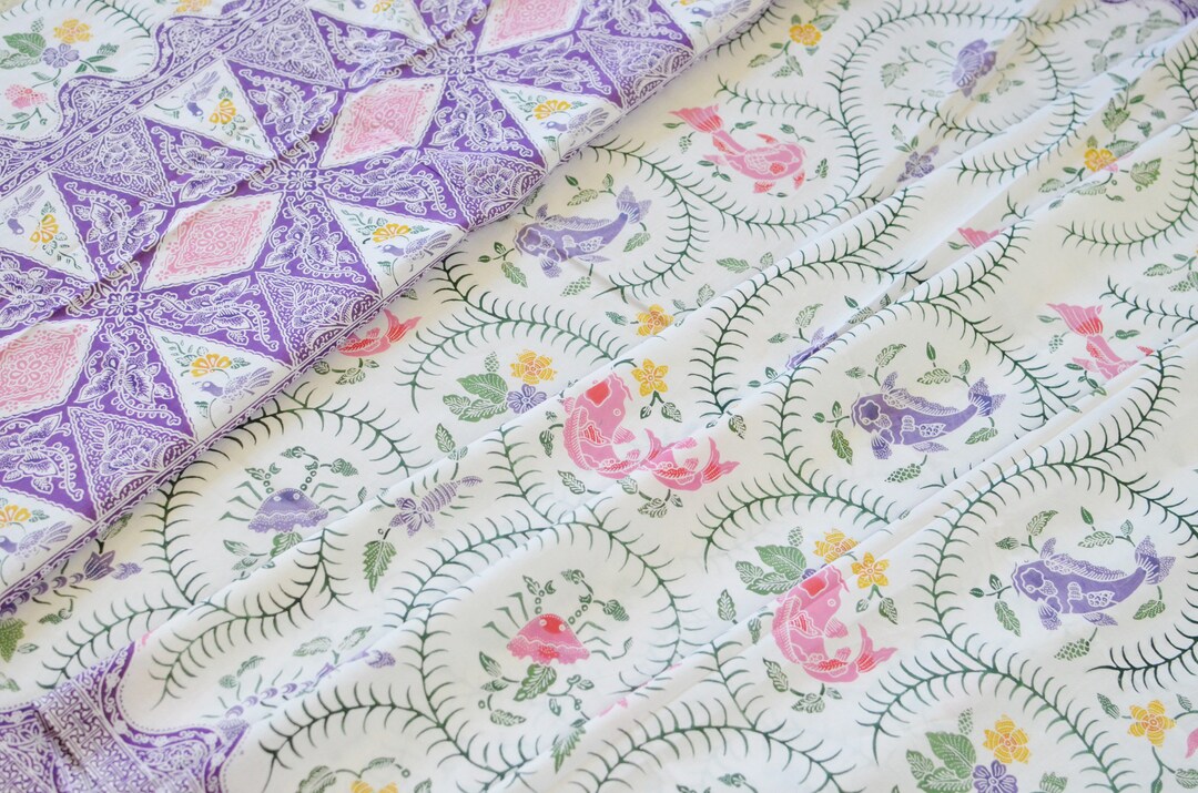 Fish Crab Batik Fabric Indonesian Peranakan Javanese Balinese Sarong ...