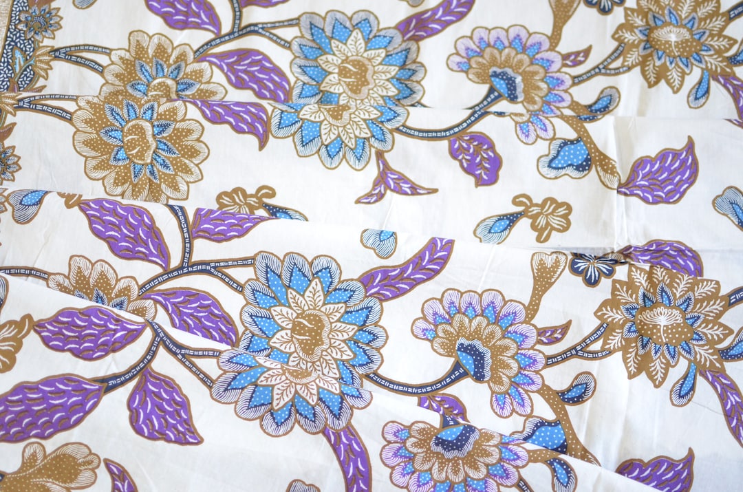 Blue Floral Indonesian Batik Fabric Traditional Javanese Balinese ...