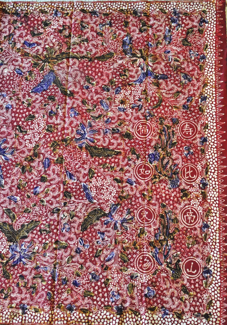 Batik Tulis Hand Drawn Chinese Calligraphy Character Fabric Authentic ...