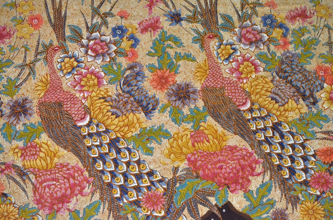 Chrysanthemum Peacock Hand Drawn Indonesian Batik Tulis Fabric ...