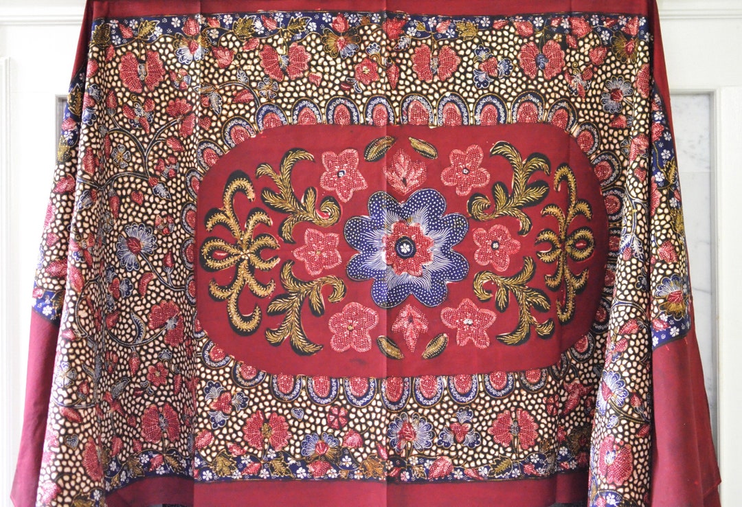 Floral Indonesian Batik Tulis Hand Drawn Fabric Sarong Peranakan ...