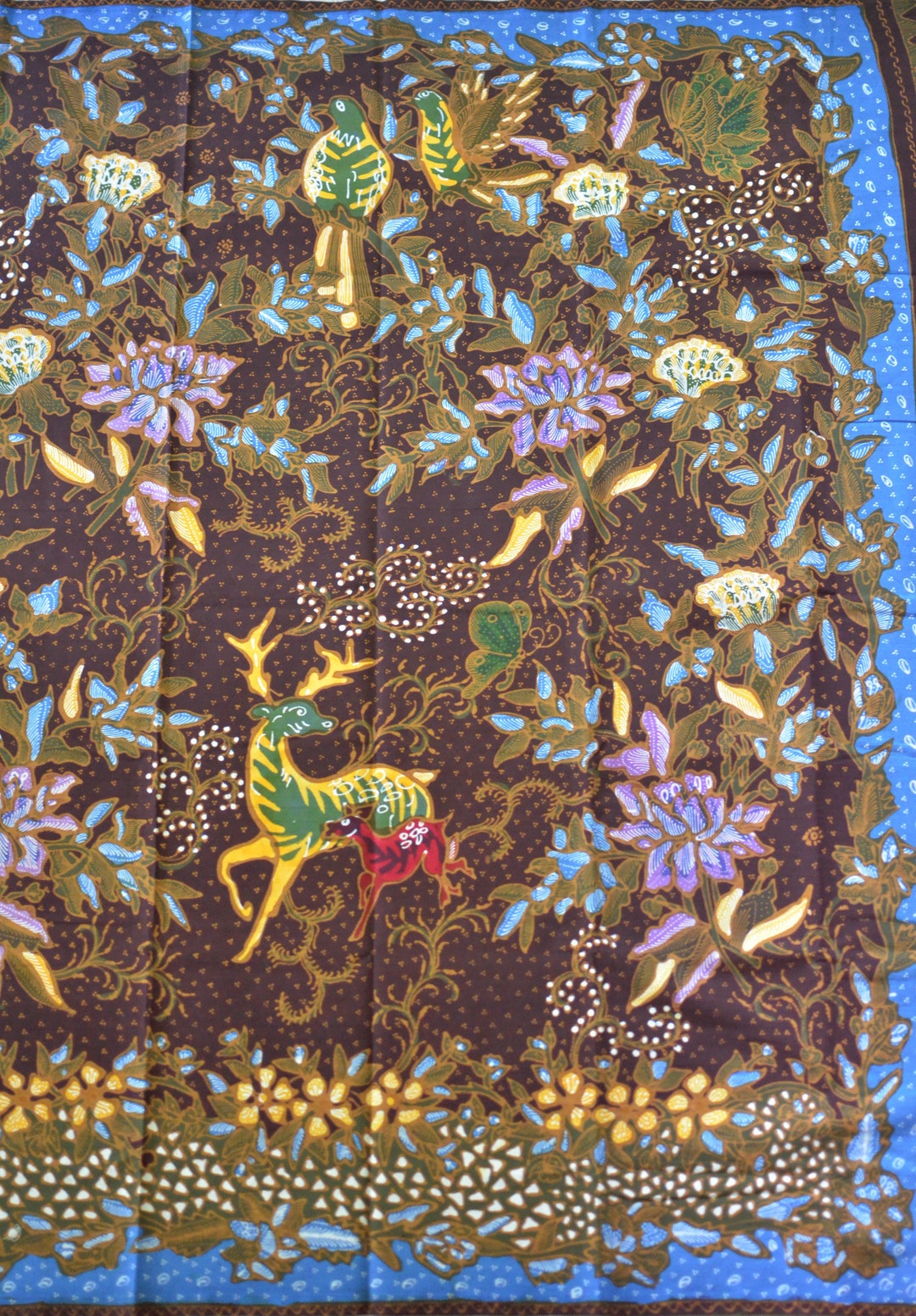 Rainforest Hand Drawn Indonesian Batik Fabric Javanese Sarong Peranakan ...