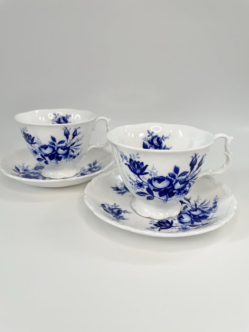2-royal Albert Blue Rose Fine China Teacups - Etsy