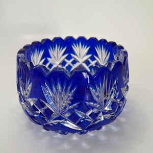 Cobalt Blue Clear Cut Glass Crystal Bowl - Etsy