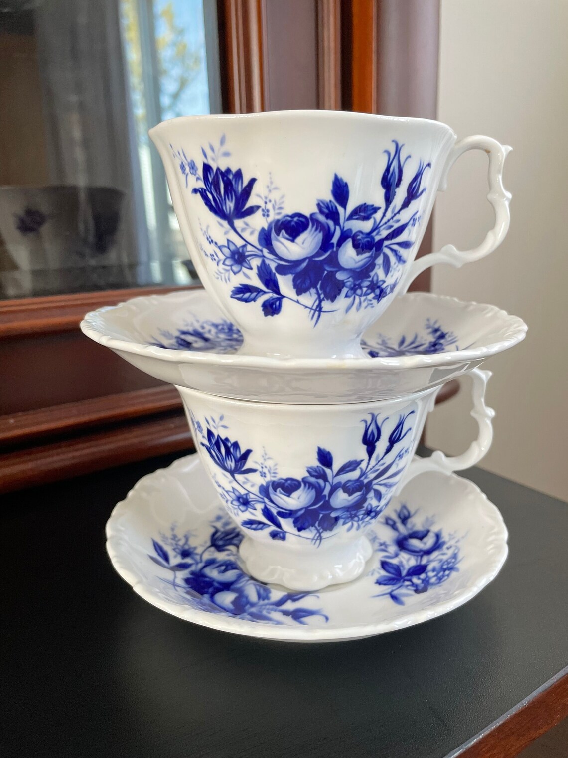 2-royal Albert Blue Rose Fine China Teacups - Etsy
