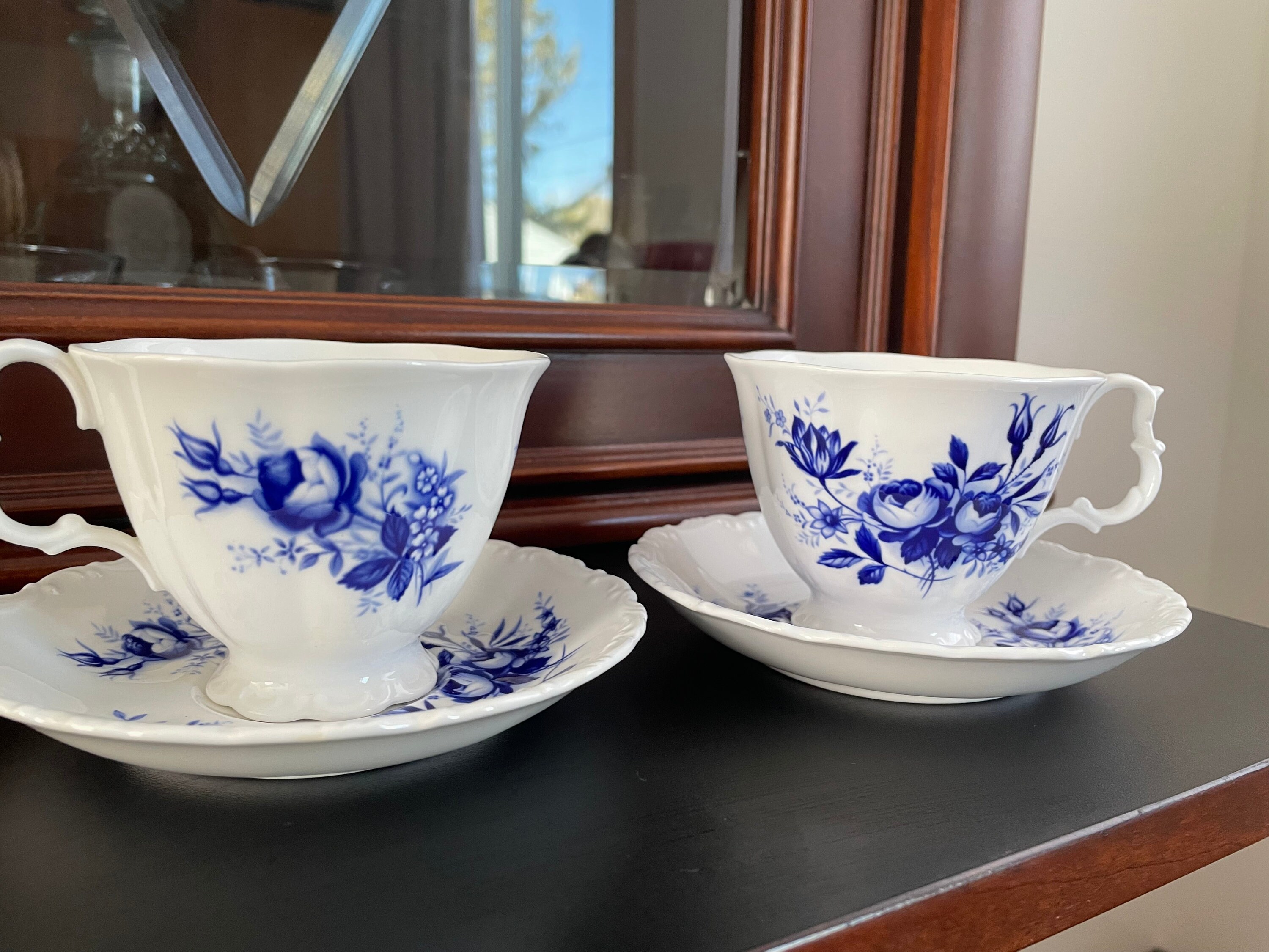 2-royal Albert Blue Rose Fine China Teacups - Etsy