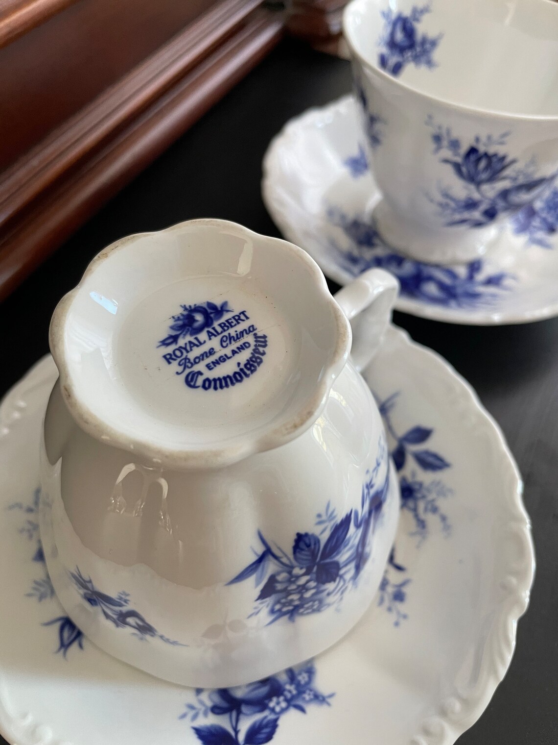 2-royal Albert Blue Rose Fine China Teacups - Etsy