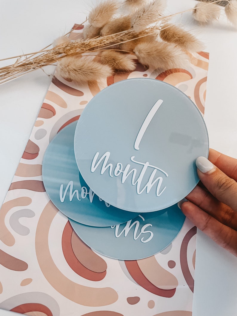 Acrylic Baby Milestone Disks | Painted Newborn Photo Props - Etsy