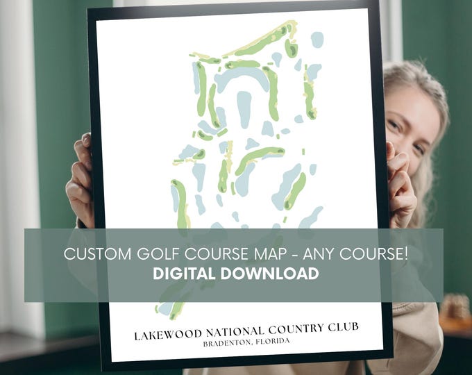 Custom Golf Course Map DIGITAL | Golfer Custom Gift | Golf Lover Gift Idea | Aerial Golf Course ...