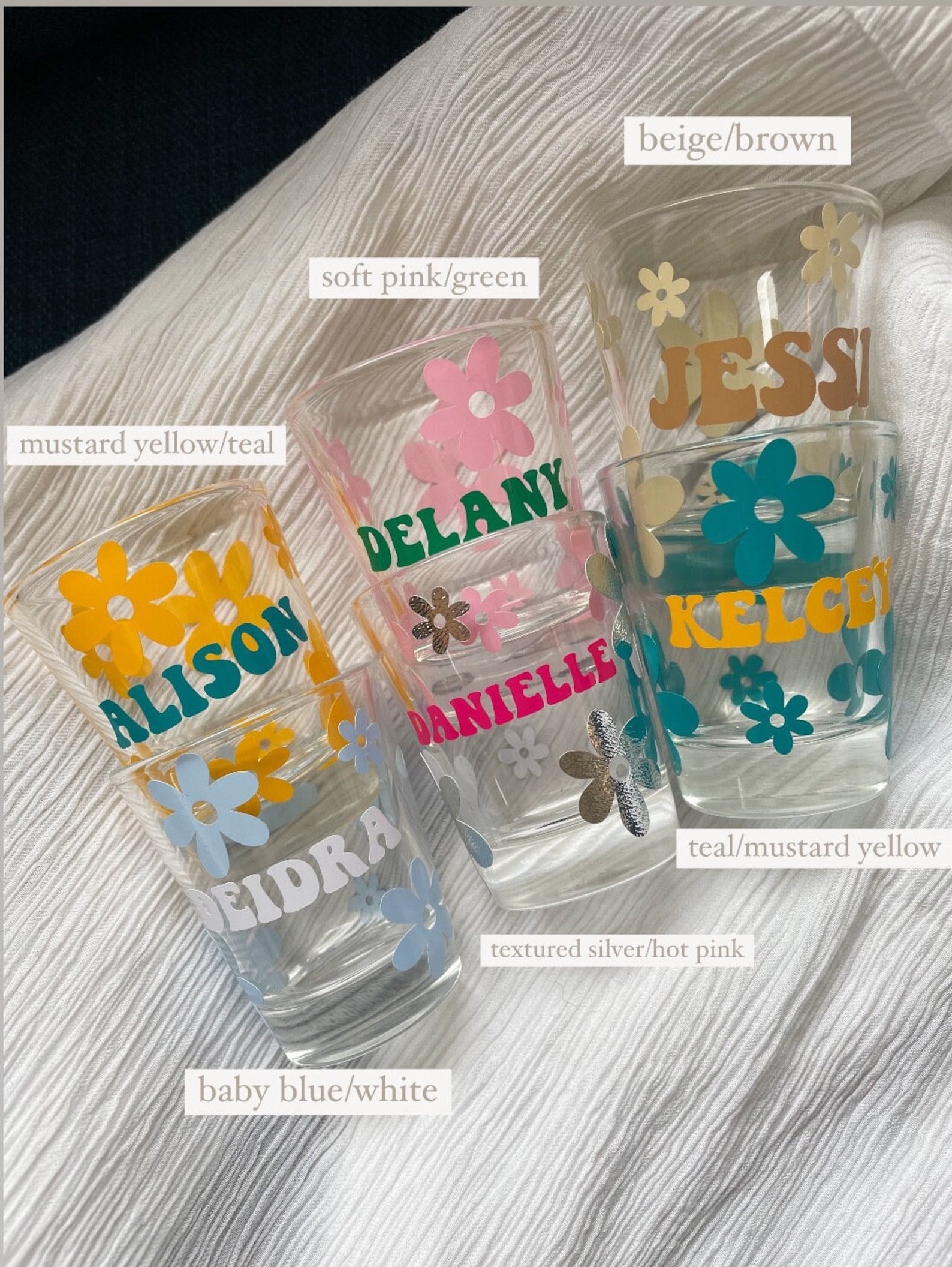 Daisy Shot Glass Custom Name |retro Groovy Floral|dazed and Engaged ...
