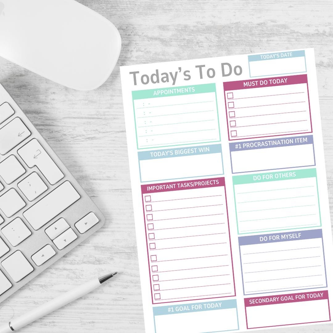 Daily To-do List | Productivity & Goal-setting Printable | Appointment ...