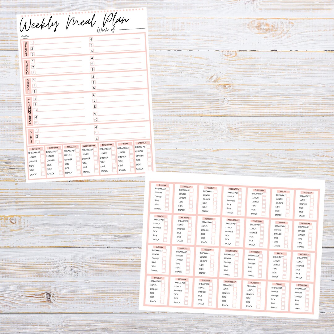 Customized and Simplified Meal Planning System | Printable | Bullet ...