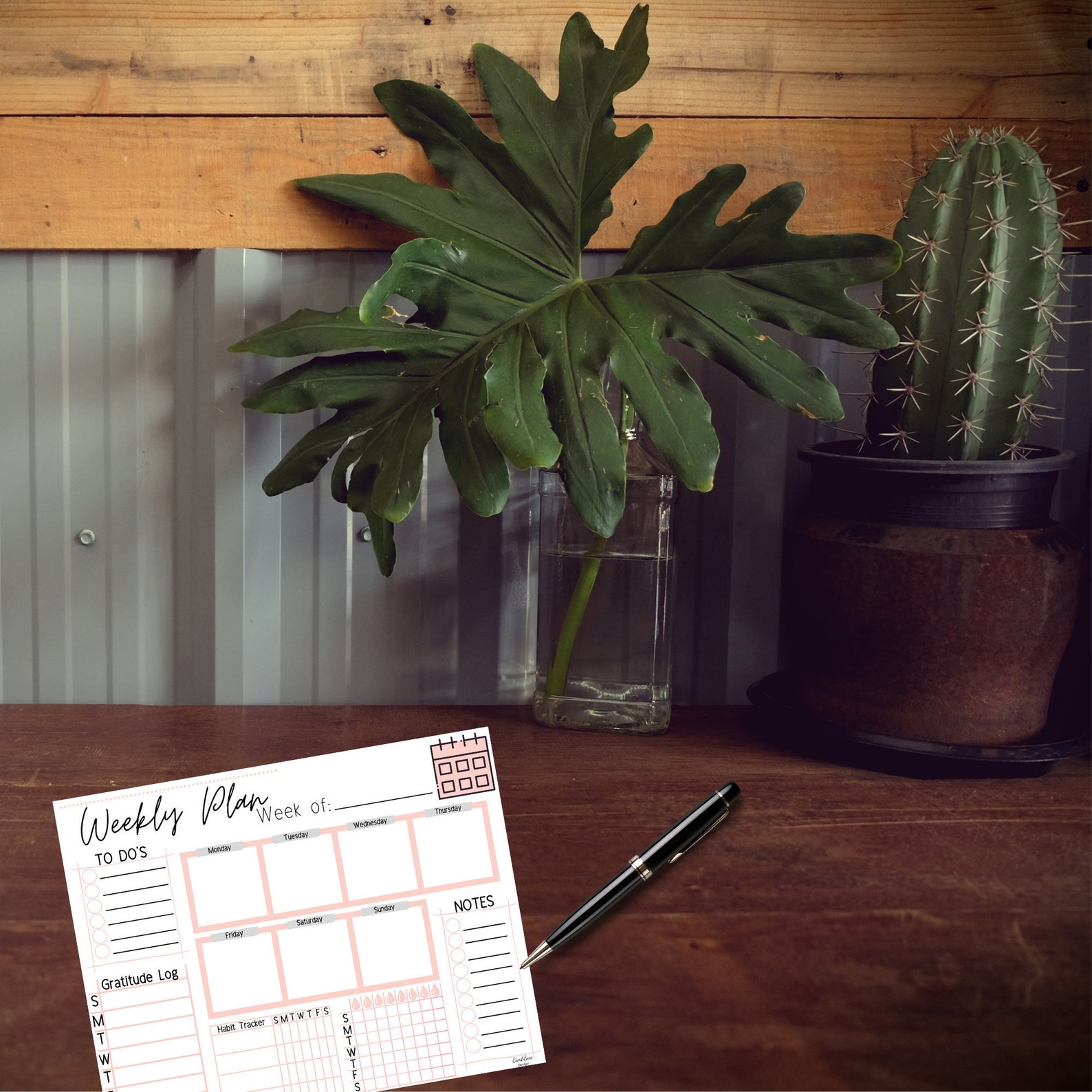 Full Page Weekly Planner Printable Pink Bullet Journal Planner Bullet