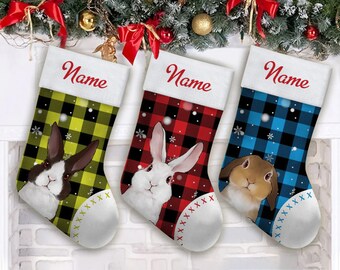 Bunny Christmas Stocking - Etsy