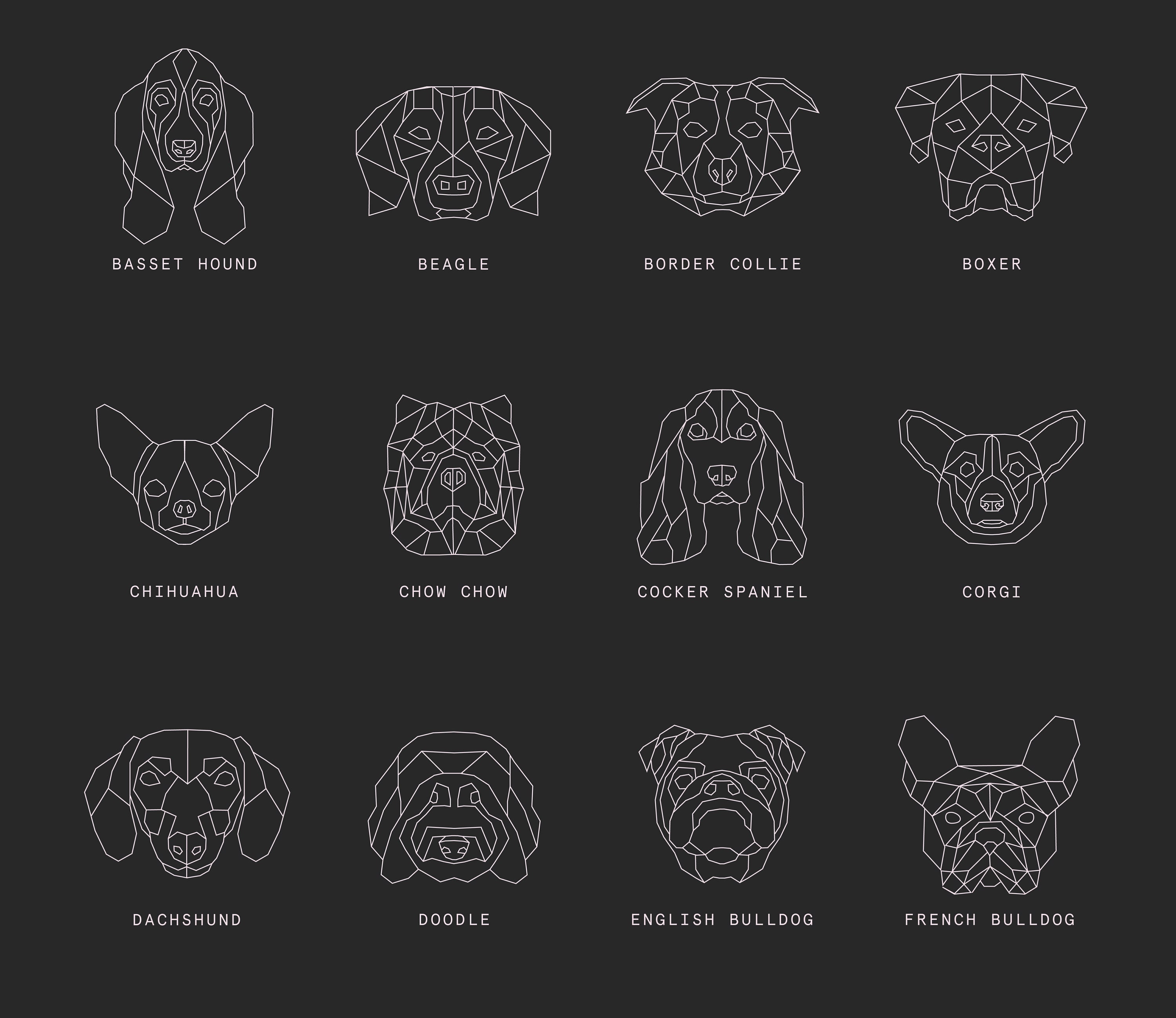 Personalised geometric dog breed art print unframed - Etsy.de