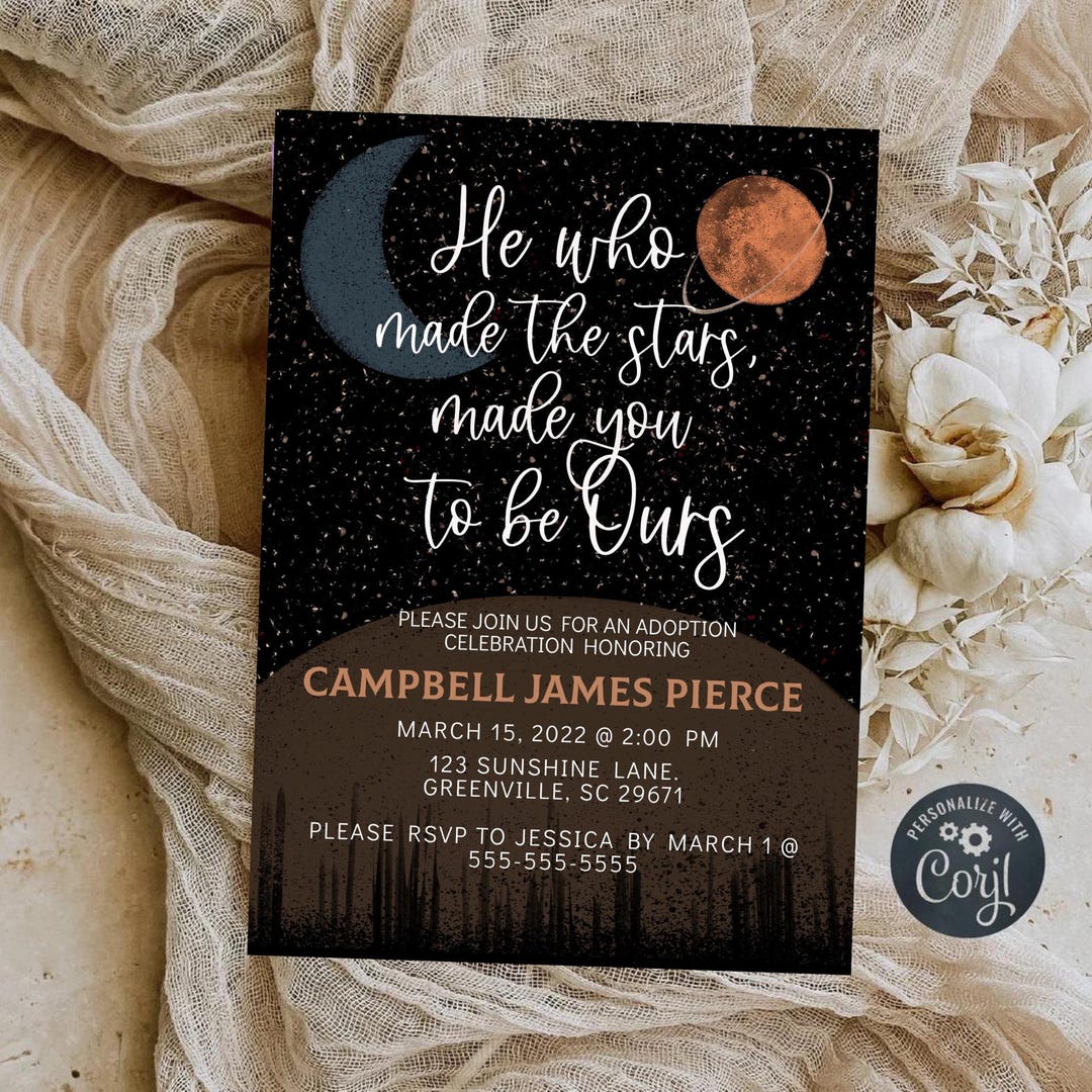 Editable Adoption Invitation: Celestial Theme (digital Download) - Etsy