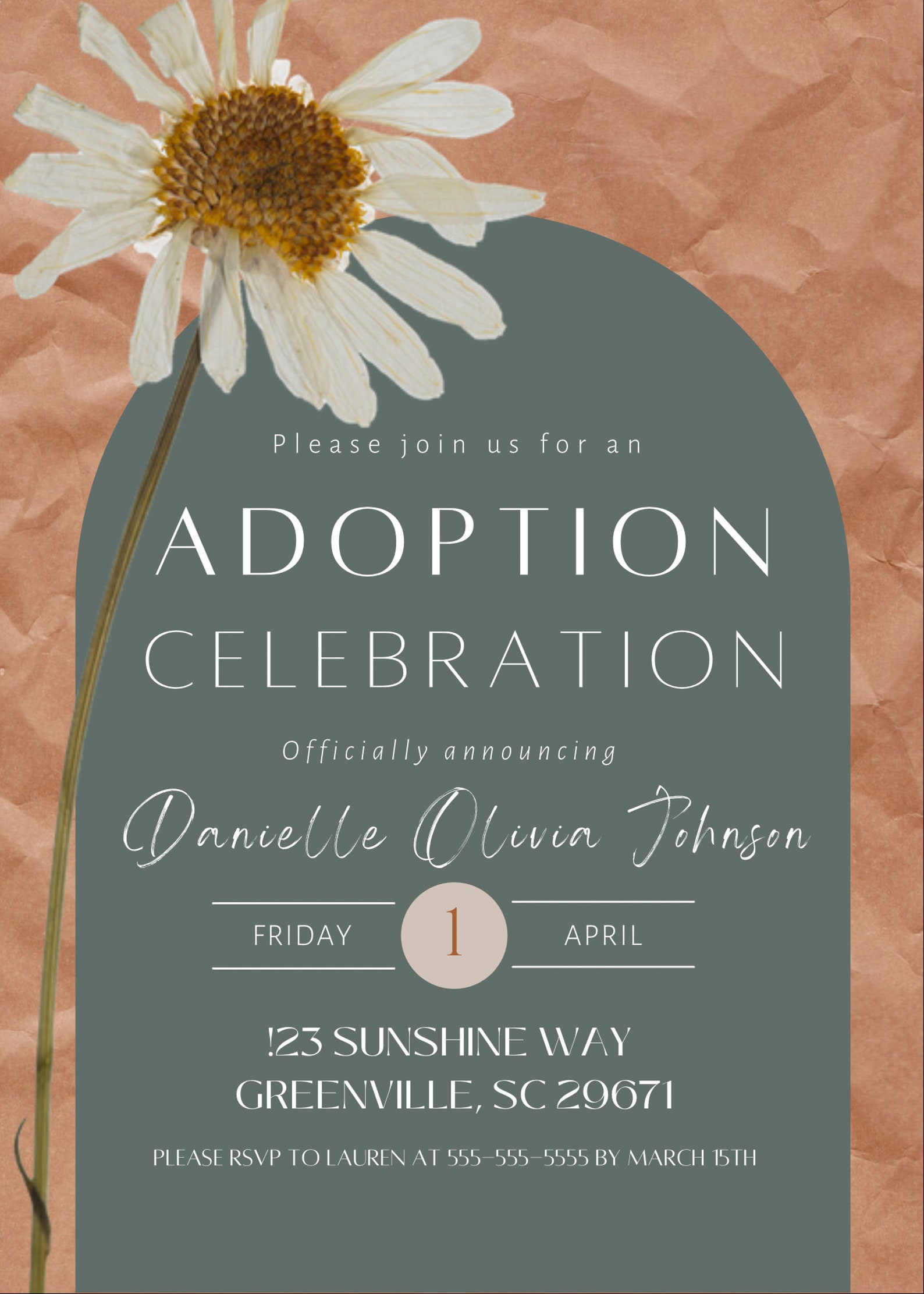 Adoption Invitation Editable Canva Template Sunflower Arch - Etsy