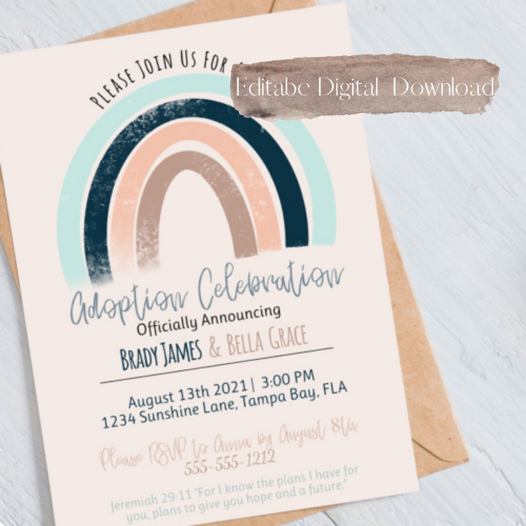 Adoption Invitation Boy/girl/siblingdigital Download Customizable ...