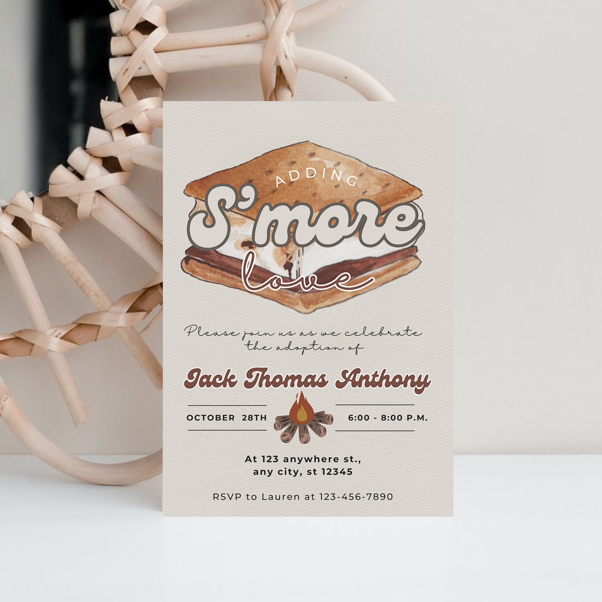 Smore Love Adoption Invitation, Adding S'more Love Adoption Editable ...