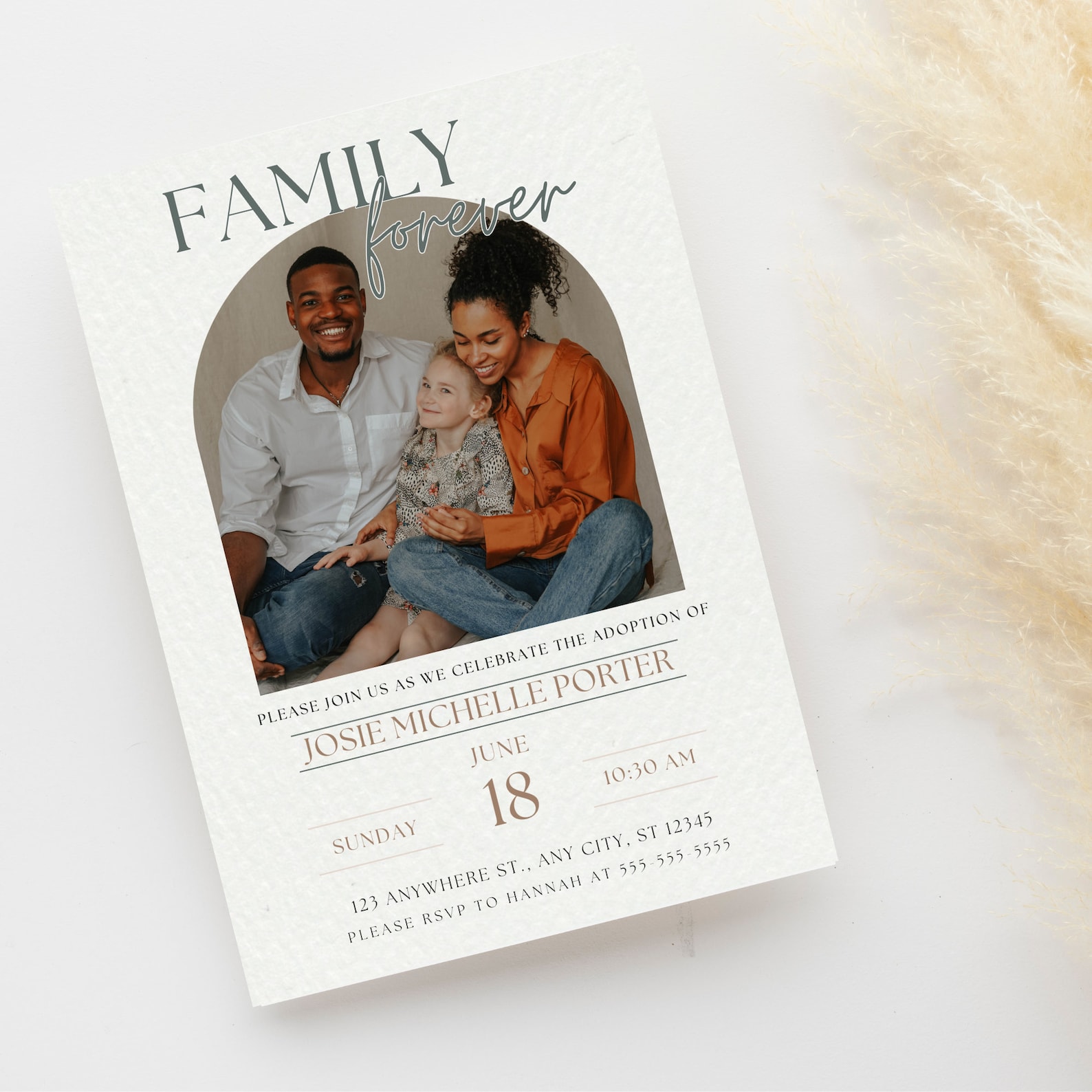 Minimalist Adoption Announcement Invitation: Family Forever (editable ...