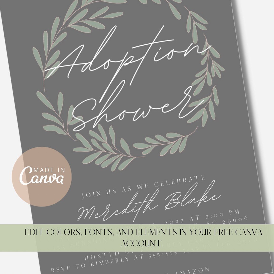 Adoption Shower Editable Canva Template Digital Invitation - Etsy
